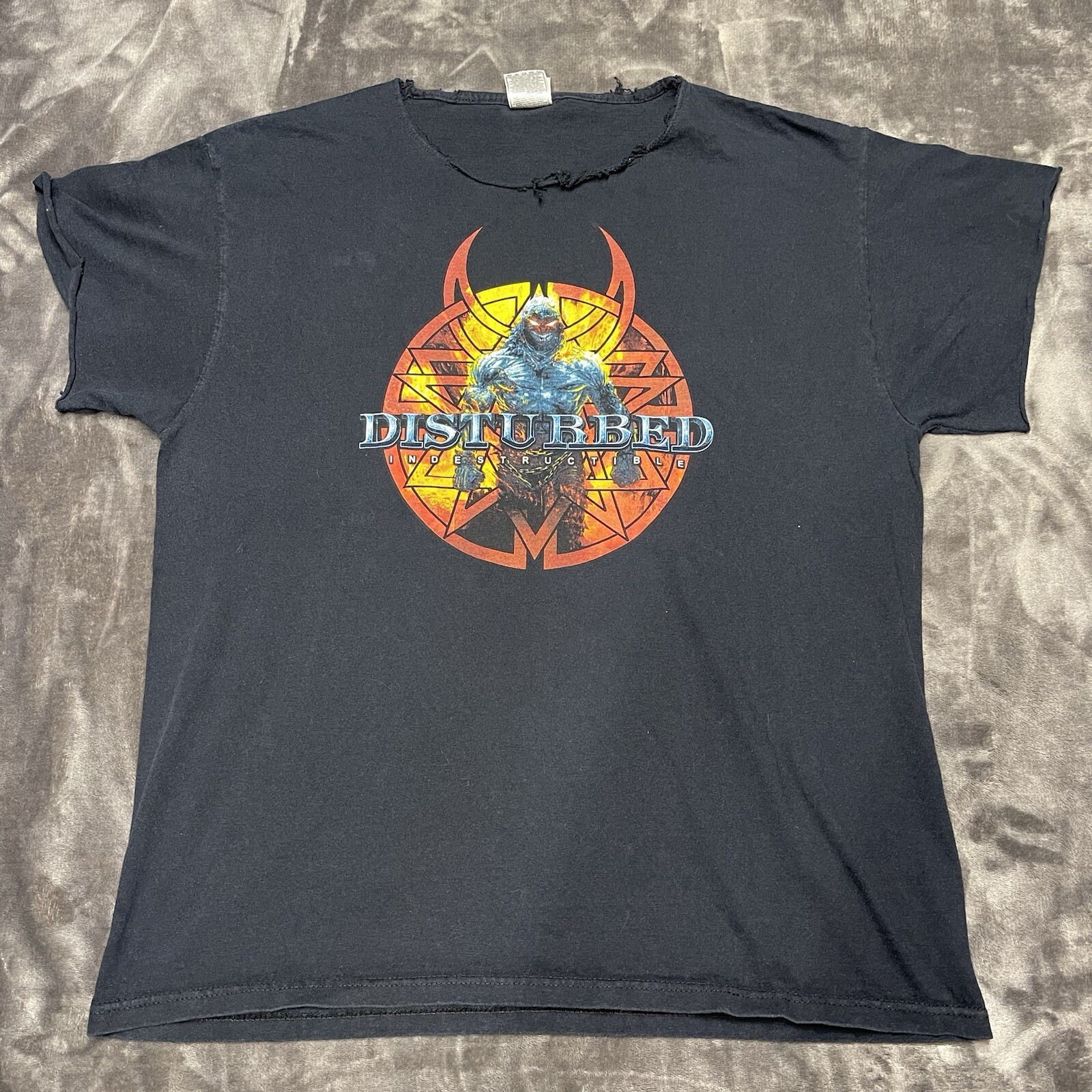 Y2K Disturbed Indestructible 2009 Tour Tee Cutoff - Gem