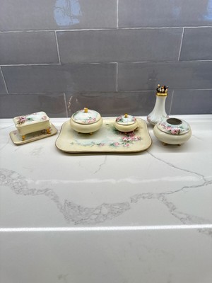 Vintage 7-pc Limoges Vanity/Dresser Set Floral Design | eBay