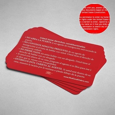 U.S Constitutional Rights Cards Safety Red Card Immigration Rights ...