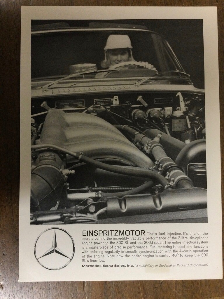 M050 Mercedes-Benz B&W Advertisement 1959 300 SL & 300d EINSPRITZMOTOR ...