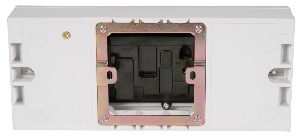 Triple 3 Gang Switched Fused 13AMP Mains Wall Plug Socket Surface C/W ...