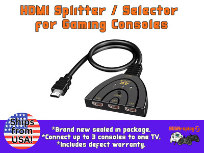 NEW HDMI 3 Way Switch / Splitter / Adapter for Game Consoles. Ships ...
