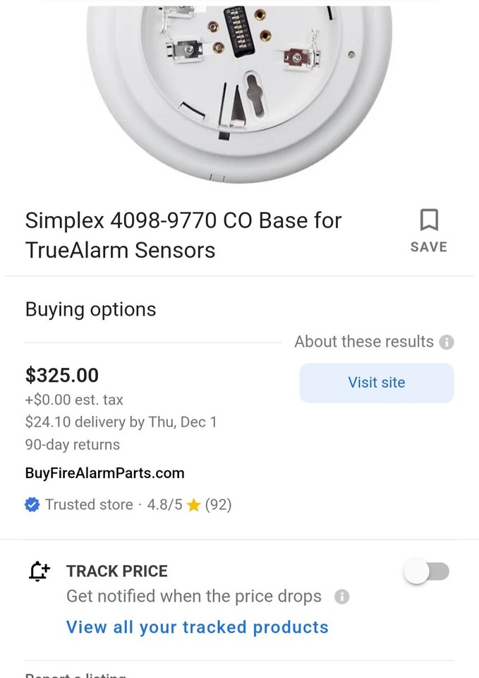 Simplex CO Sensor Base Extended Life 4098-9770 | eBay