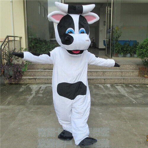 Halloween Black-eyed Cow Cosplay Mascot Costume Outfit Xmas Party ...