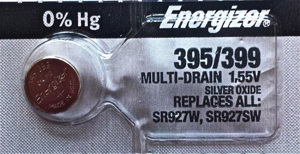 ENERGIZER 395/399 WATCH BATTERIES SR927SW (2 Piece) Sealed Authorized ...
