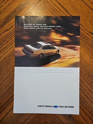 Vintage Chevrolet Magazine Print Ad Chevy Impala 2001 | eBay