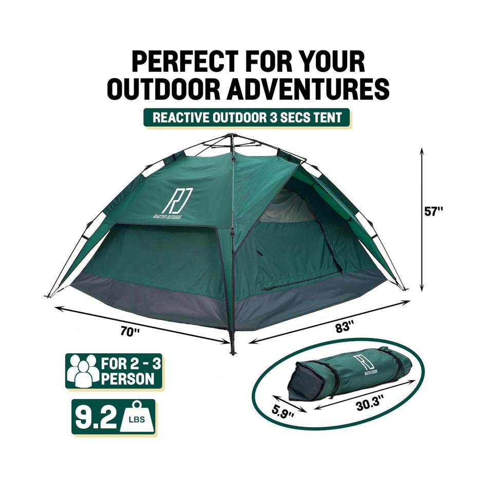 Reactive Outdoor Tent - 3 Second Tent - 3 Sec Instant Pop Up Tent ...