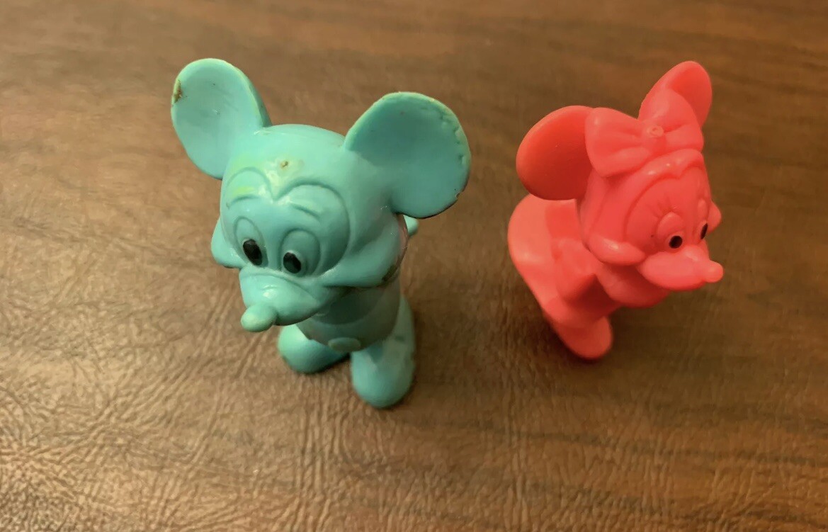 Vintage Disney Minnie Mouse and Mickey Mouse Blue and Pink Rubber ...