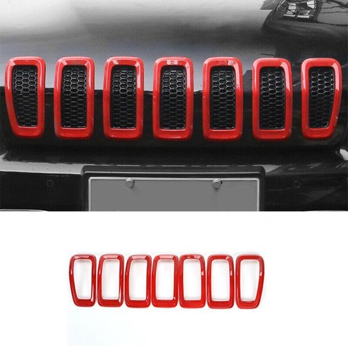 Front Grille Grill Inserts Ring Decor Cover Trim Red For Jeep Cherokee ...