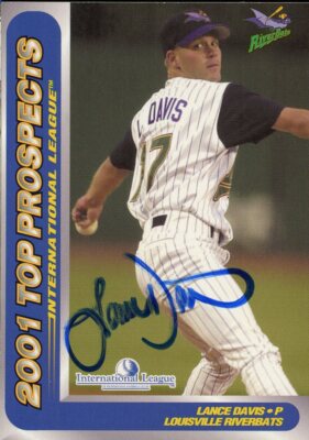 2001 Louisville Riverbats LANCE DAVIS Signed Card autograph AUTO REDS ...