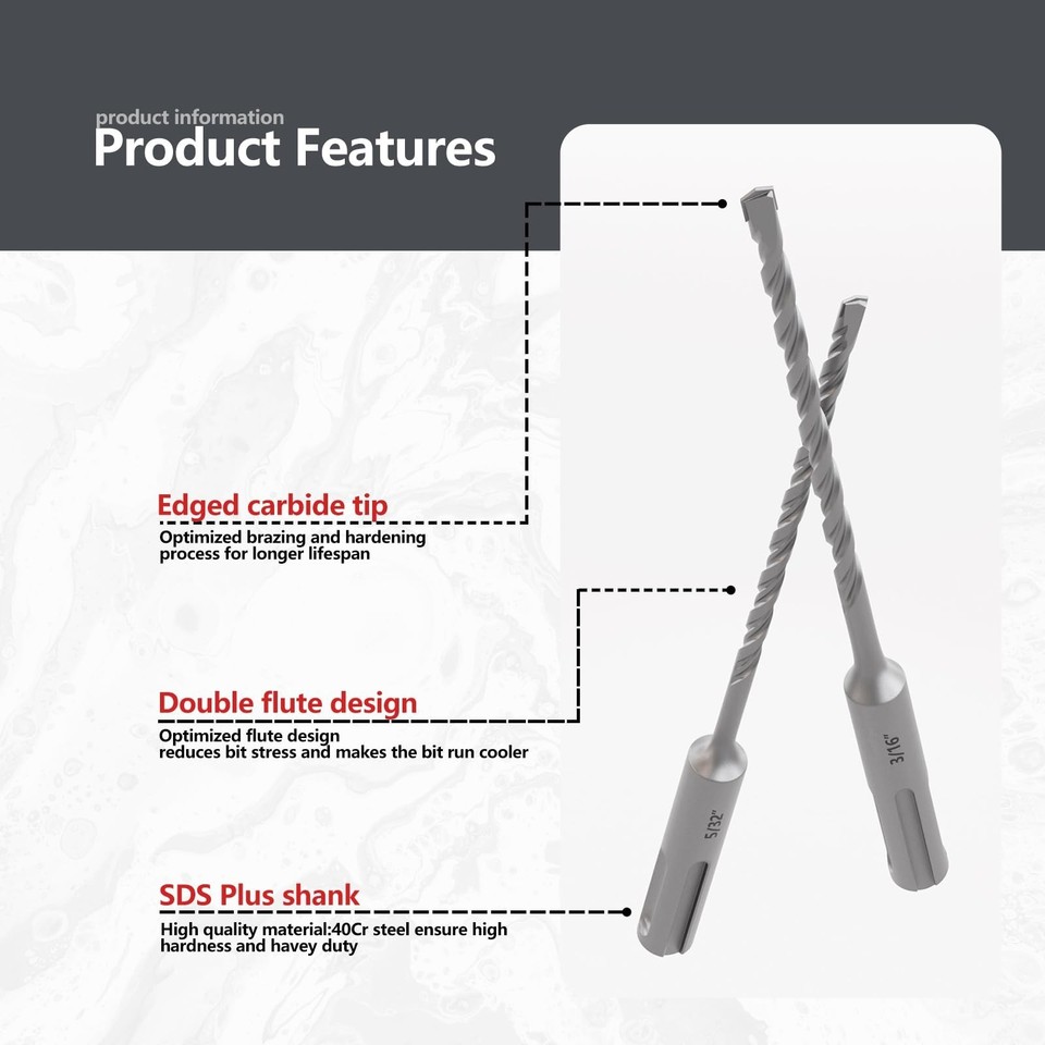 GSTK 11PCS Carbide SDS PLUS Chisel Set, SDS PLUS Drill Rotary Hammer ...