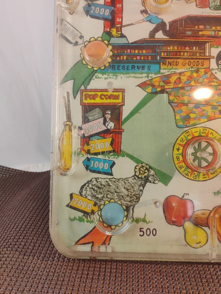 🔥Vintage 1950s Marx State Fair Bagatelle Tabletop Pinball Game 25" Long ...