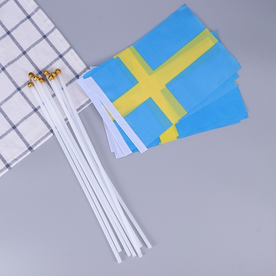 50 Pcs Hand Held Sweden Stick Flags Small Size For Sports Events And ...
