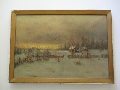 JOHN HAMMERSTAD ANTIQUE 19TH CENTURY PAINTING IMPRESSIONIST LANDSCAPE ...