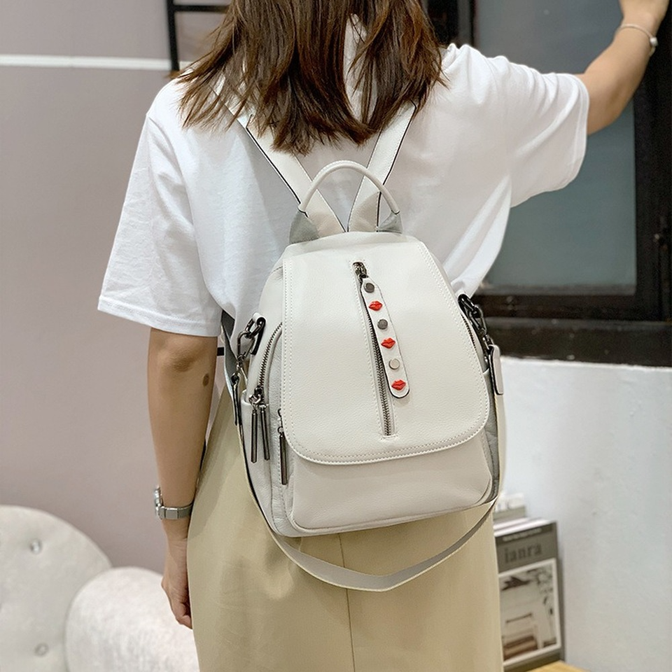 Women's Fashion Backpack Genuine Leather Ladies Fashion Day-packs Girls ...