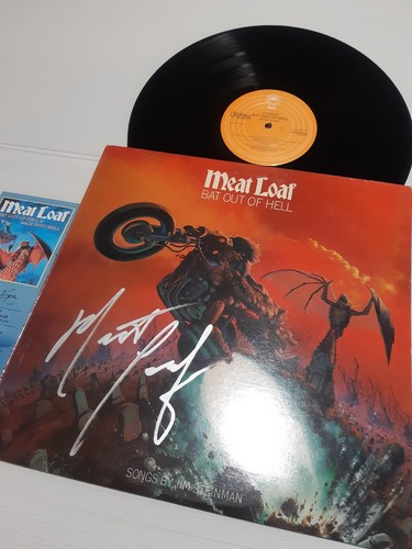 MEAT LOAF autograph lp vinyl 1th pres BAT OUT OF HELL signed live ...