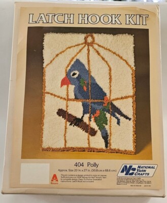 Vintage National Yarn Crafts Latch Hook Kit #404 'Polly' Parrot Bird | eBay