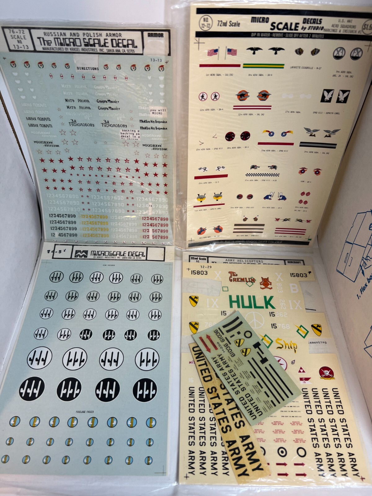 HUGE LOT of Microscale Decals Variety 1/72 Scale Luftwaffe Military ...