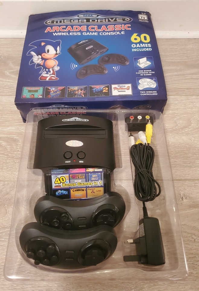 BOXED SEGA MEGA DRIVE ARCADE CLASSICS WIRELESS GAMES CONSOLE BOXED 60 ...