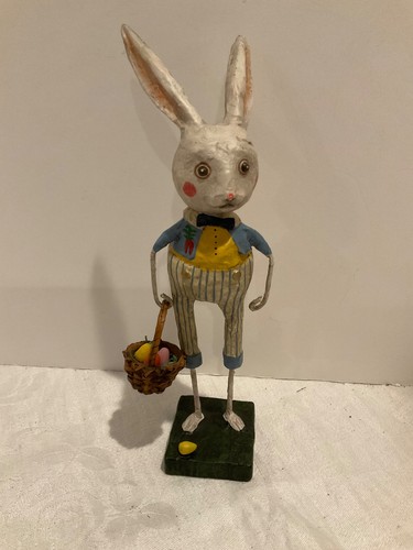 Lori Mitchell Easter Figurine white bunny rabbit carrying eggs in ...