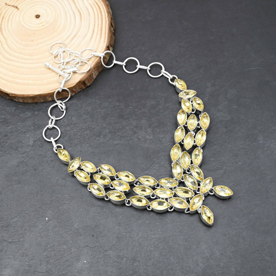 Citrine Gemstone Handmade 925 Sterling Silver Jewelry Necklace 18 ...