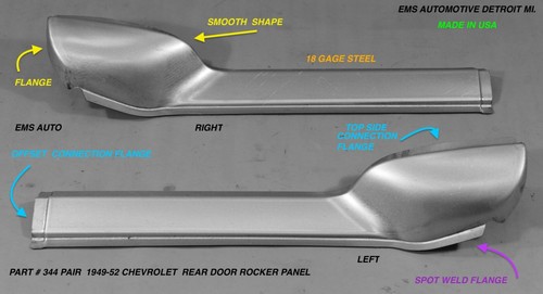 REAR DOOR ROCKER PANEL, 1949-52 CHEVROLET 4 DOOR, #344 PAIR, EMS AUTO ...