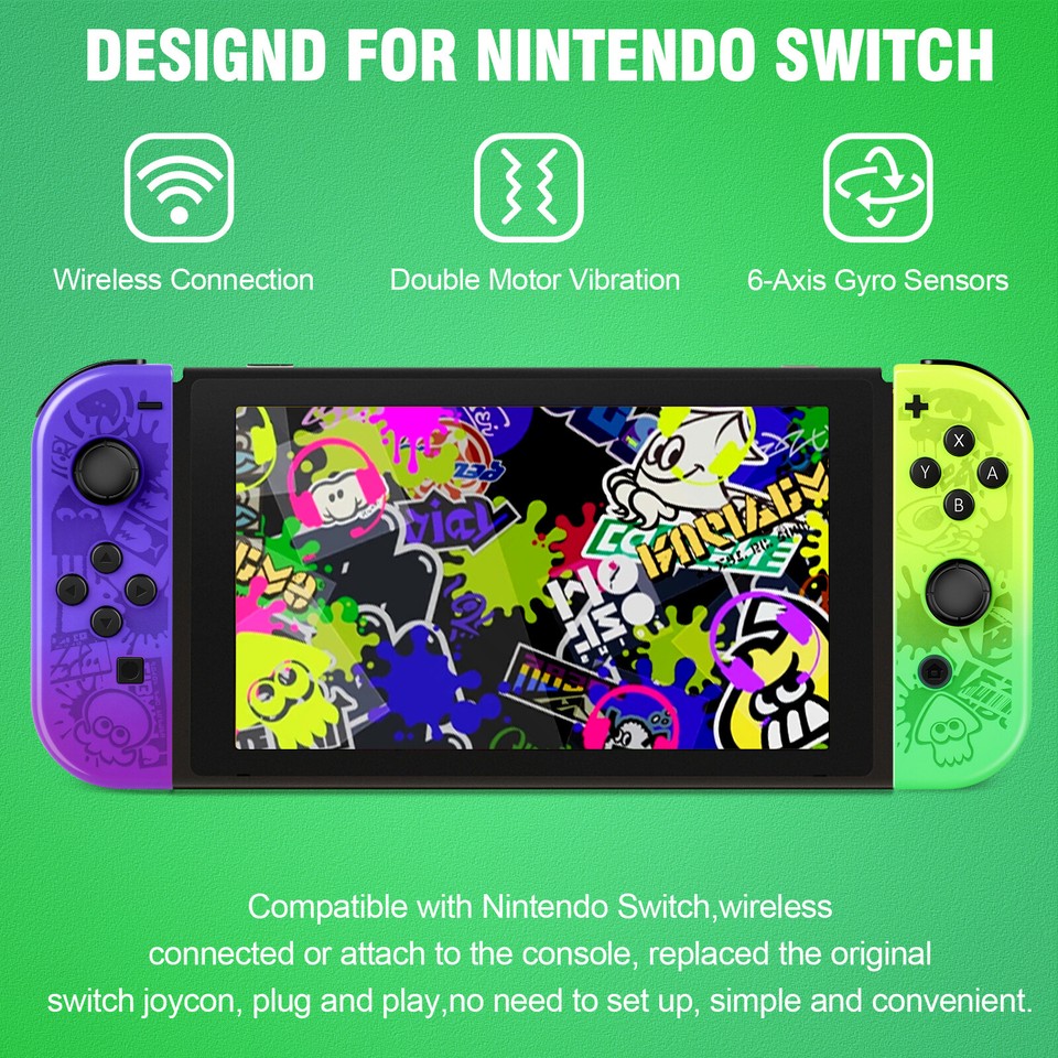 For Nintendo Switch Wireless Controller for JoyCon Gamepad Splatoon 3 ...