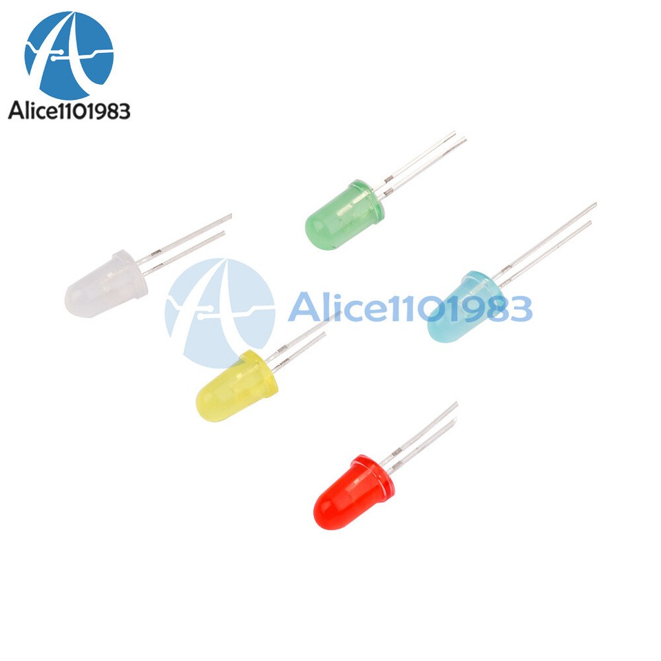 500Pcs 5V 1A 5mm Round LED Light Emitting Diodes 5 colors Assorted Kit ...