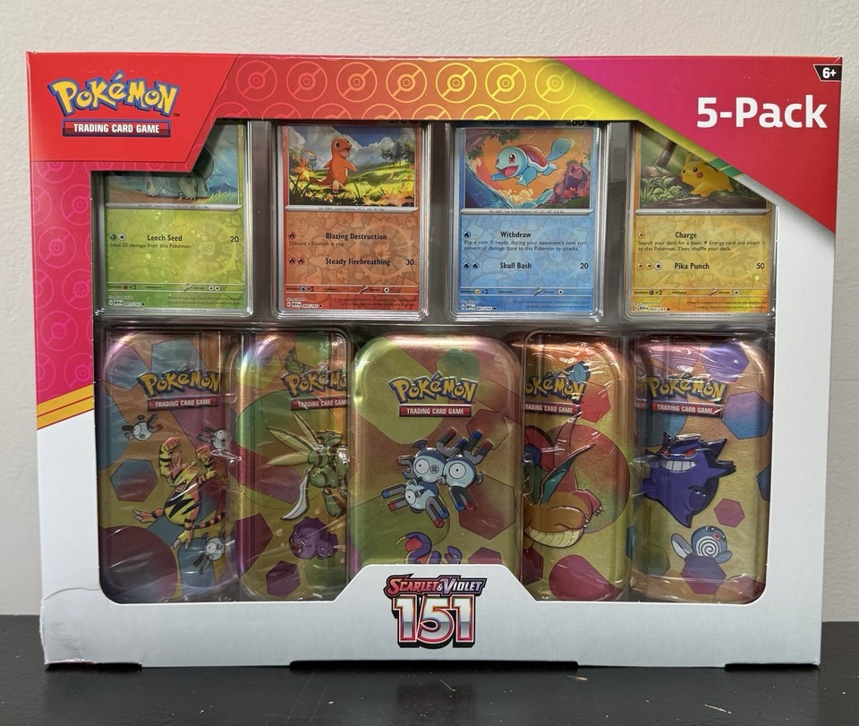 Pokemon Scarlet & Violet 151 Mini Tins 5 Pack Sealed Costco Bundle Box ...