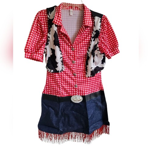 RAWHIDE Costume Dress Buckle & Hat Set L Fringe Cowgirl Halloween ...