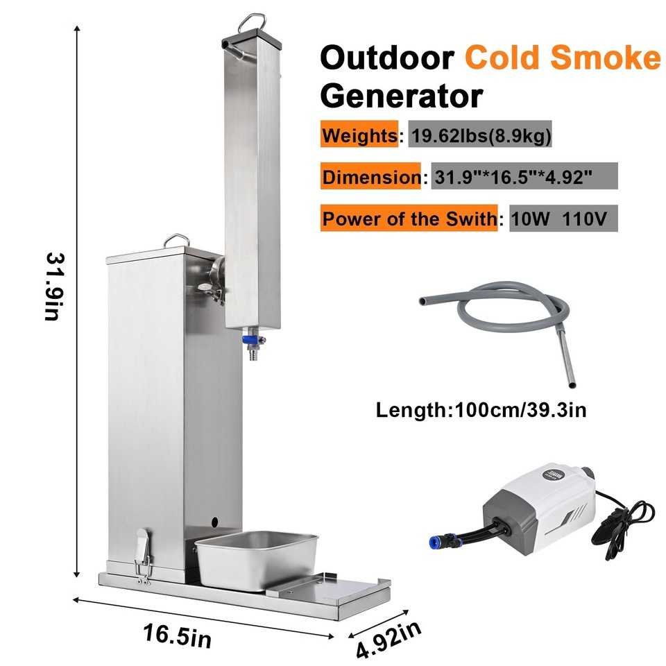 Marada Cold Smoke Generator 10L Hot Smoking 21IN BBQ Smoker Smoke Food ...