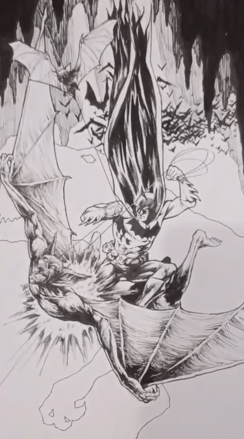 Batman vs Man-Bat Original Art Manual Hand Drawing 11 x 17 inch DC ...