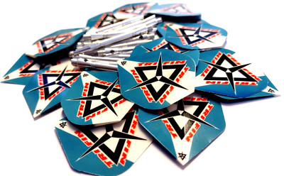 Tri Fin Aluminium Dart Stems 47mm + BLUE Tri Fin Darts Flights 10 Set ...