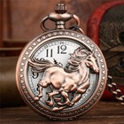 Red Copper Horse Quartz Pocket Watch with Necklace Pendant Chain for ...