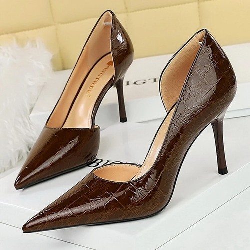 Women 8Cm Patent Leather Pumps Pointed Toe High Heels Stilettos Sexy ...