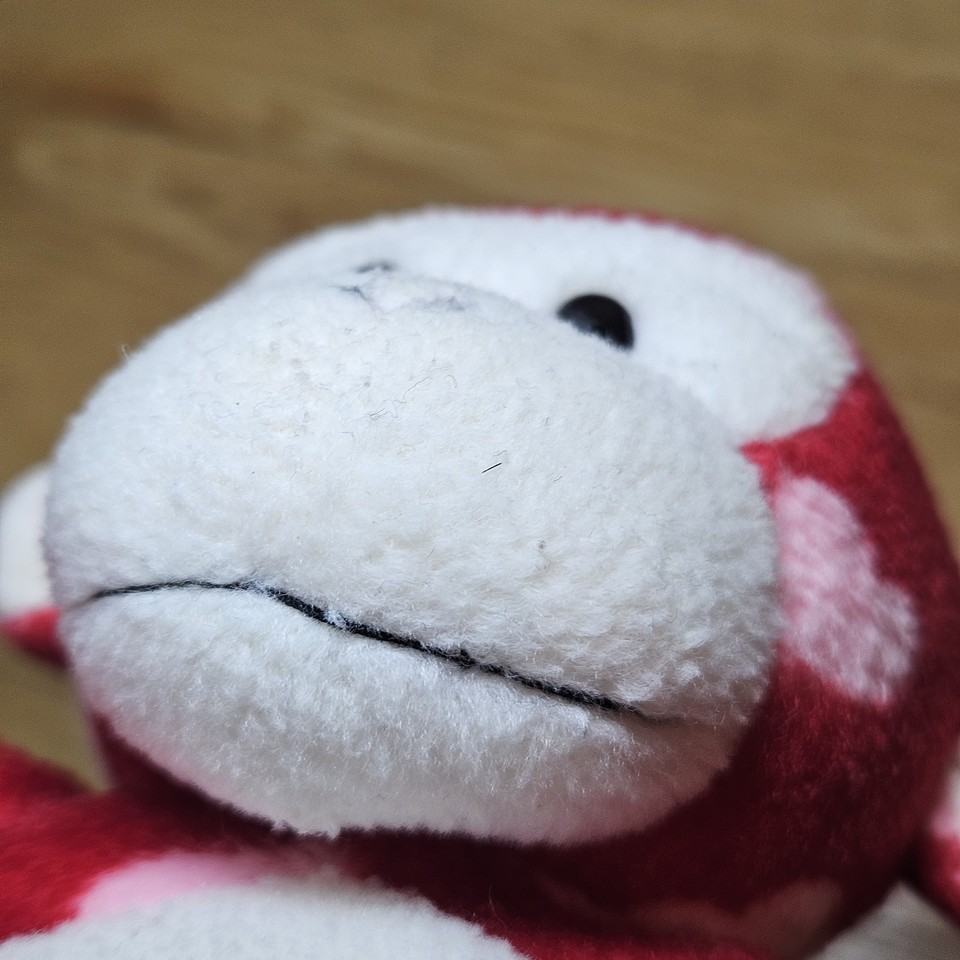 Ty Red Heart Print Monkey Soft Toy Plush Teddy Bear Chimp Ape 20cm ...