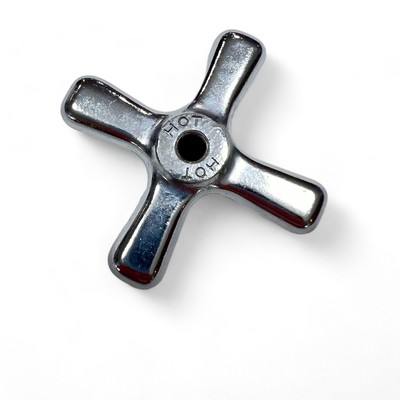 Vintage 2.5" Chrome Metal Hot Water Faucet Handle Knob | eBay