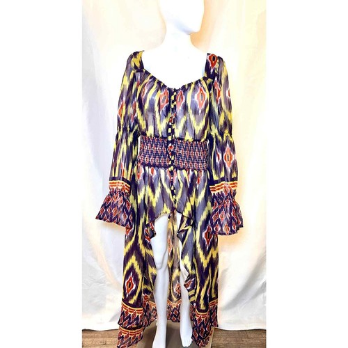 Ashley Stewart Abstract Drama Hi Low Duster Top | eBay