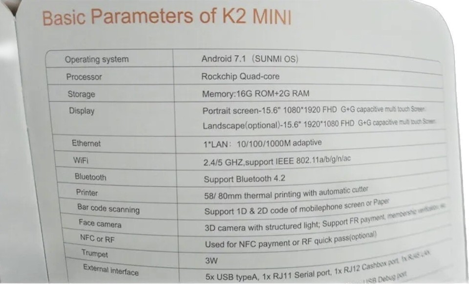 Sunmi K2 Mini F4502 Smart Touch Screen Terminal All-in-one Kiosk | eBay