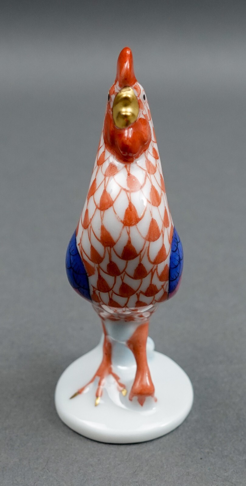 Herend Hungary Red Rust Fishnet 24kt Gold Porcelain Miniature Cockerel ...