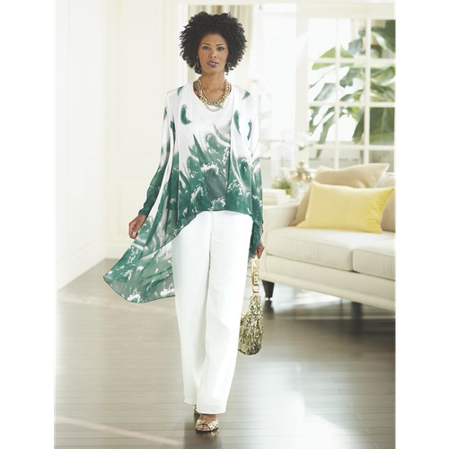 Ashro Miami Duster Pant Suit Orange White Summer Dinner Cruise Wedding ...