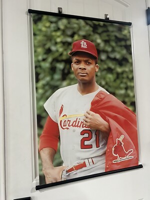 RARE Curt Flood St. Louis Cardinals Scroll Canvas 21x30 Vintage Poster ...