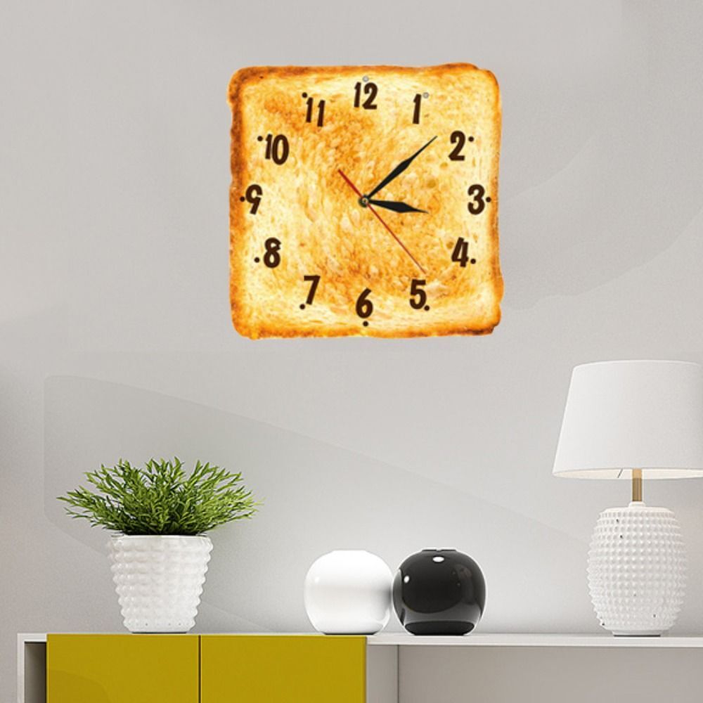 Toasted Bread Shape Wall Clock Accurate Watch Wall Ornaments Living ...