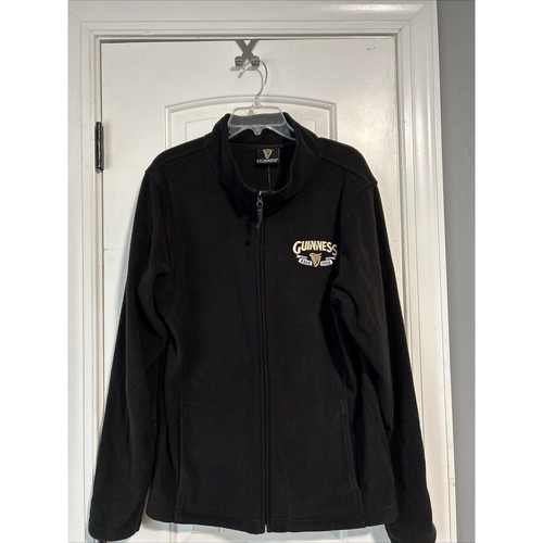 Guinness Official Merchandise Harp Black Full Zip Fleece Jacket Men's ...