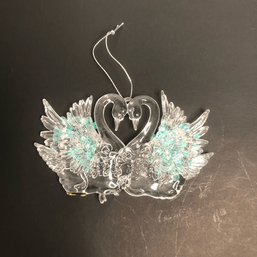 clear plastic swan ornament love swans iridescent sequin 5x3 inches wedding | eBay