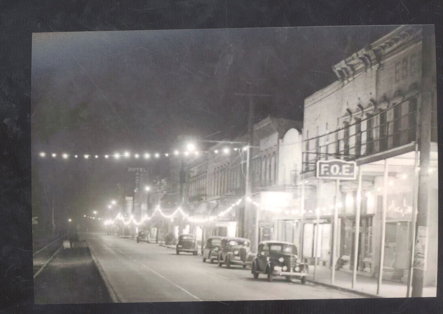 REAL PHOTO POMEROY OHIO DOWNTOWN STREET SCENE AT NIGHT 1938 POSTCARD ...