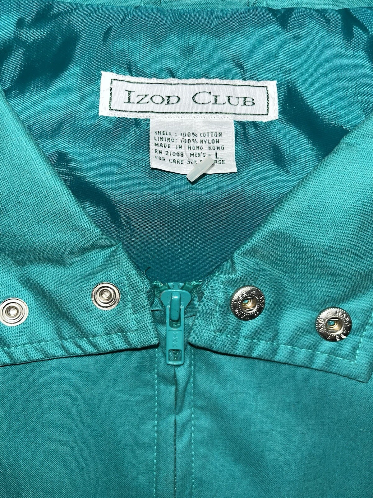 Vintage IZOD Club Full Zip Ocean Green Jacket Men Size Large Made In ...