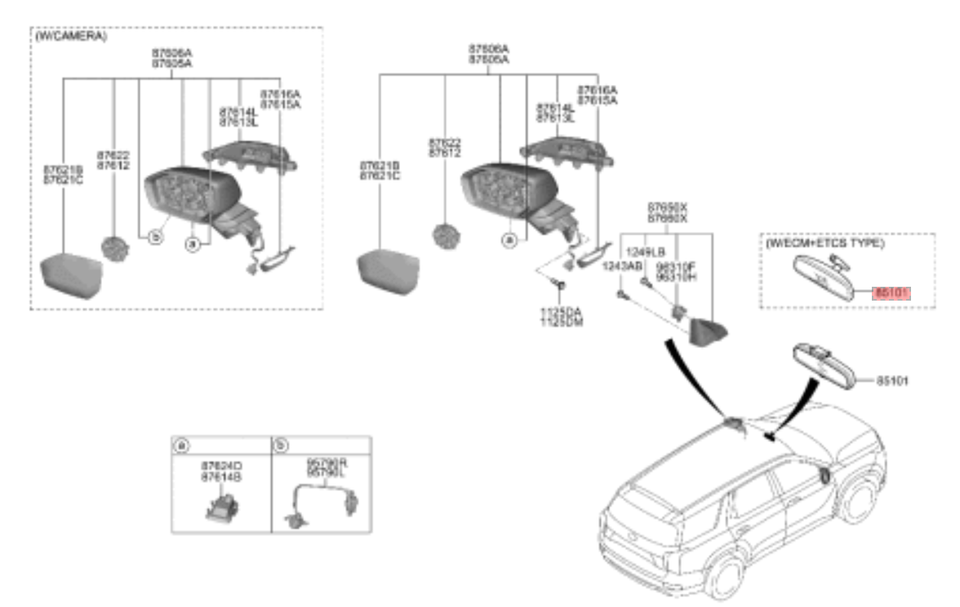 OEM 85101-3X100 MIRROR ASSY-REAR VIEW INSIDE Bolt Type for Hyundai H350 ...