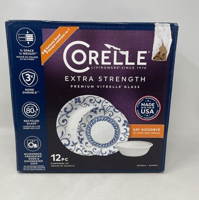 Corelle 12-Piece Dinnerware Chip Resistant Glass Artemis Vitrelle Set ...