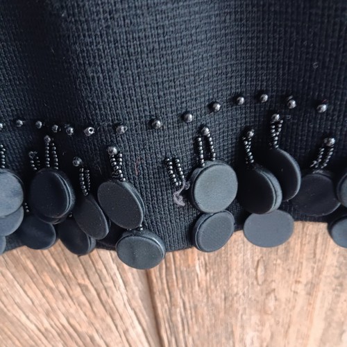Vintage Sleeveless Black Wool Sweater Beads Drawstring Womens Sz 14 ...